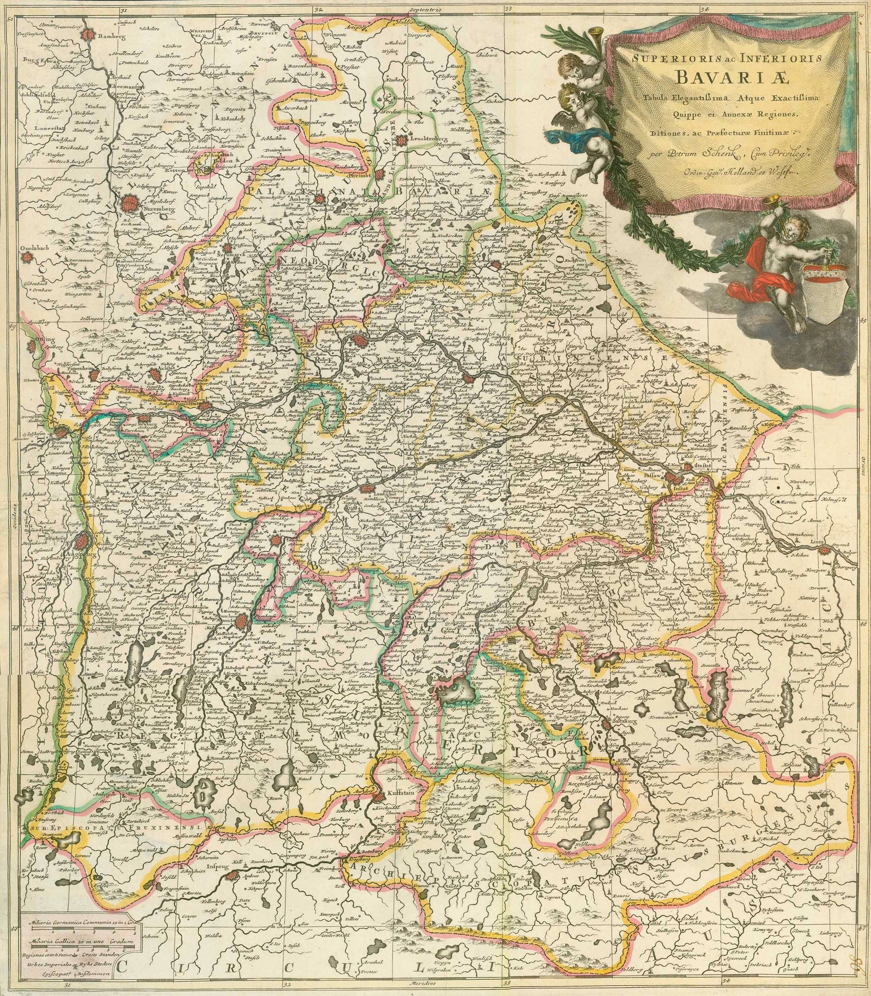 Maps, Germany, Austria, Bavaria, Salzburg, Peter Schenk ...
