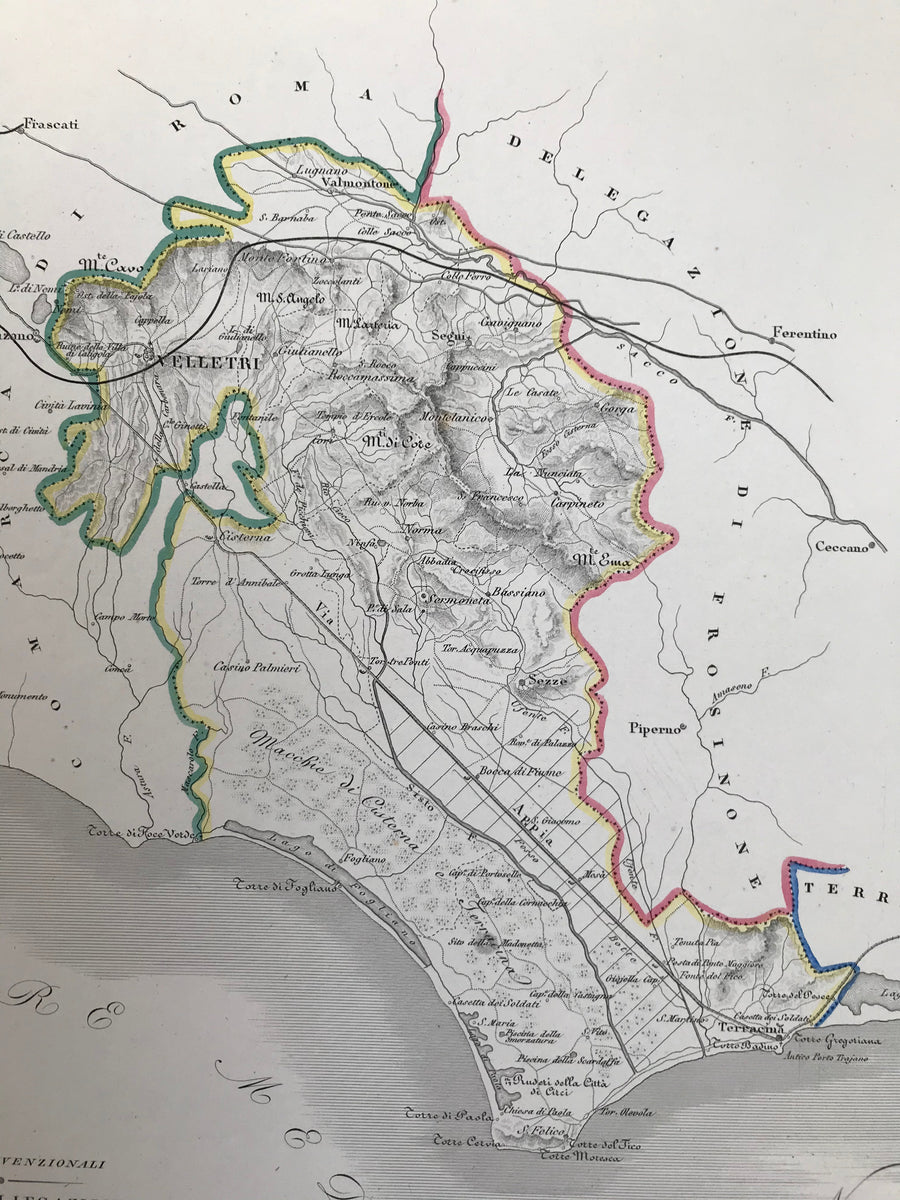 Maps, Italy, Velletri, Lago di Fondi, Terracina, Vallardi ...