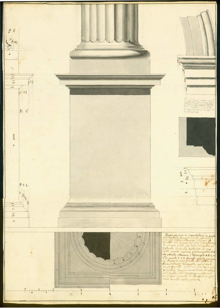 Architecture, Column, Ink drawing – Philographikon Antique Maps and Prints