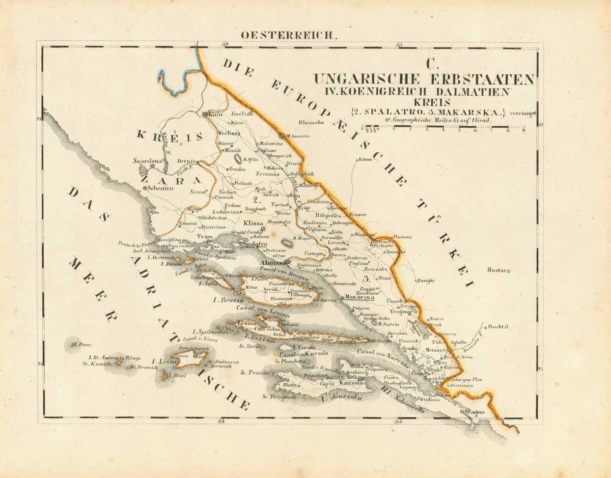 Maps, Croatia, Dalmatia, Spalatro, Makarska – Philographikon Antique ...