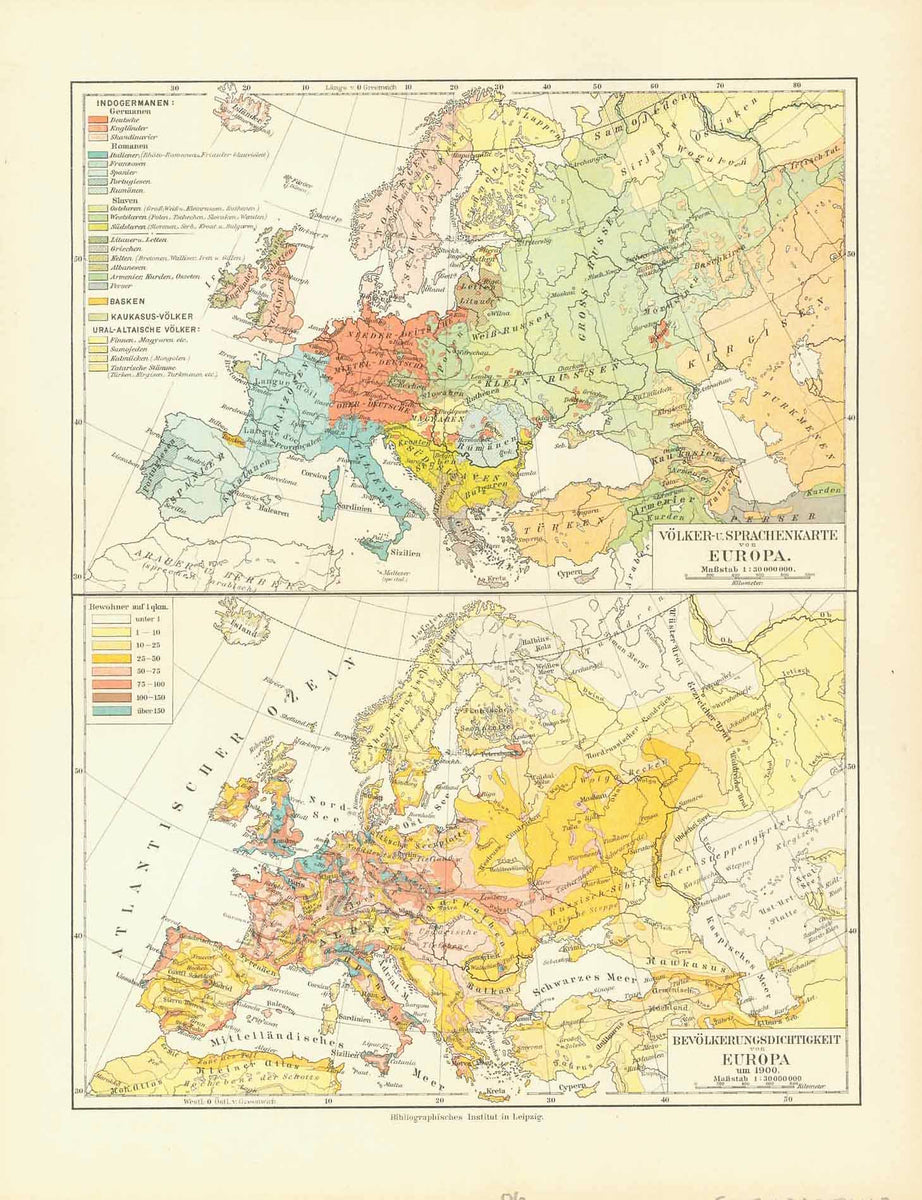 Maps, Europe, ethnic and language map, population density ...