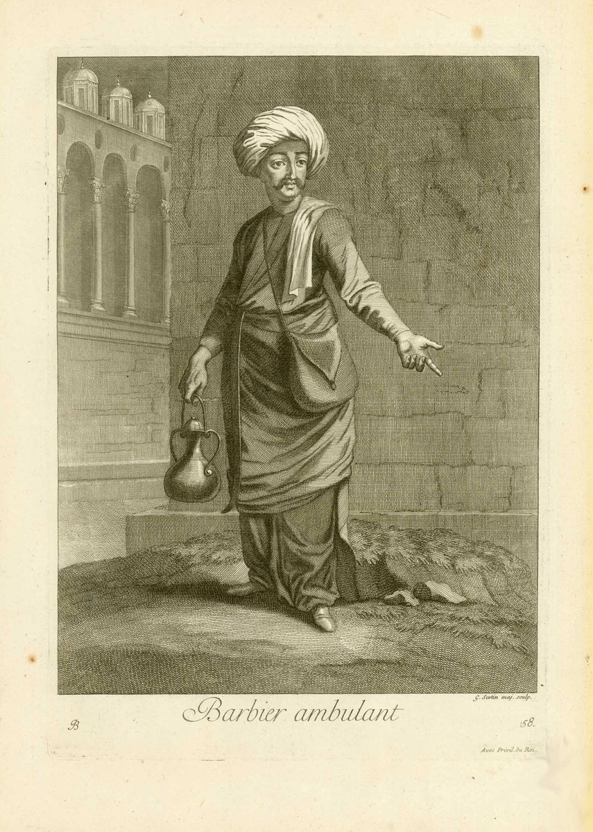 Professions, Peoples, Turkey, Turkish Barber, Barbier ambulant ...